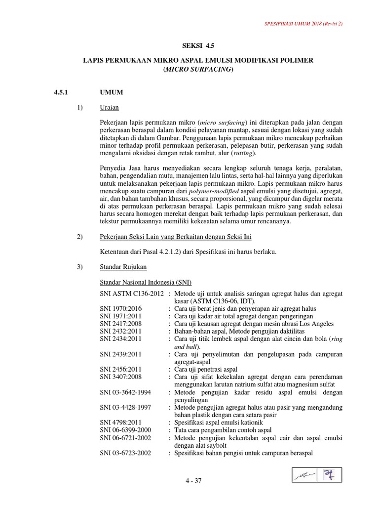 Spek 2018 - Rev 2 - Div 4.5 - Lapis Permukaan Mikro Aspal Emulsi Modif Polimer (Micro Surfacinf ...
