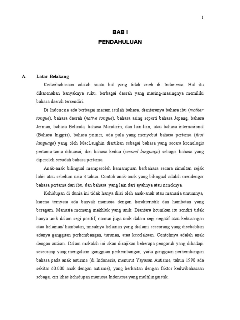 Kedwibahasaan - Autism (Tgs B.indo) | PDF