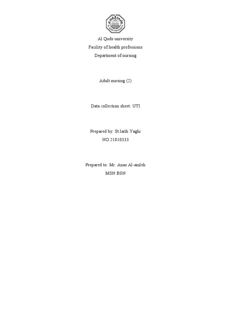 Uti Data Sheet | PDF | Urinary Tract Infection | Health Sciences
