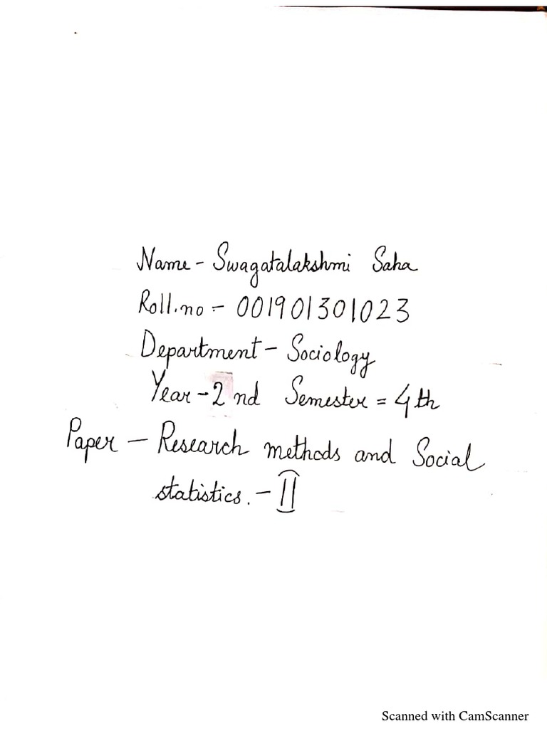Swagatalakshmi Saha. Social Statistics Assignment. Roll-23 | PDF