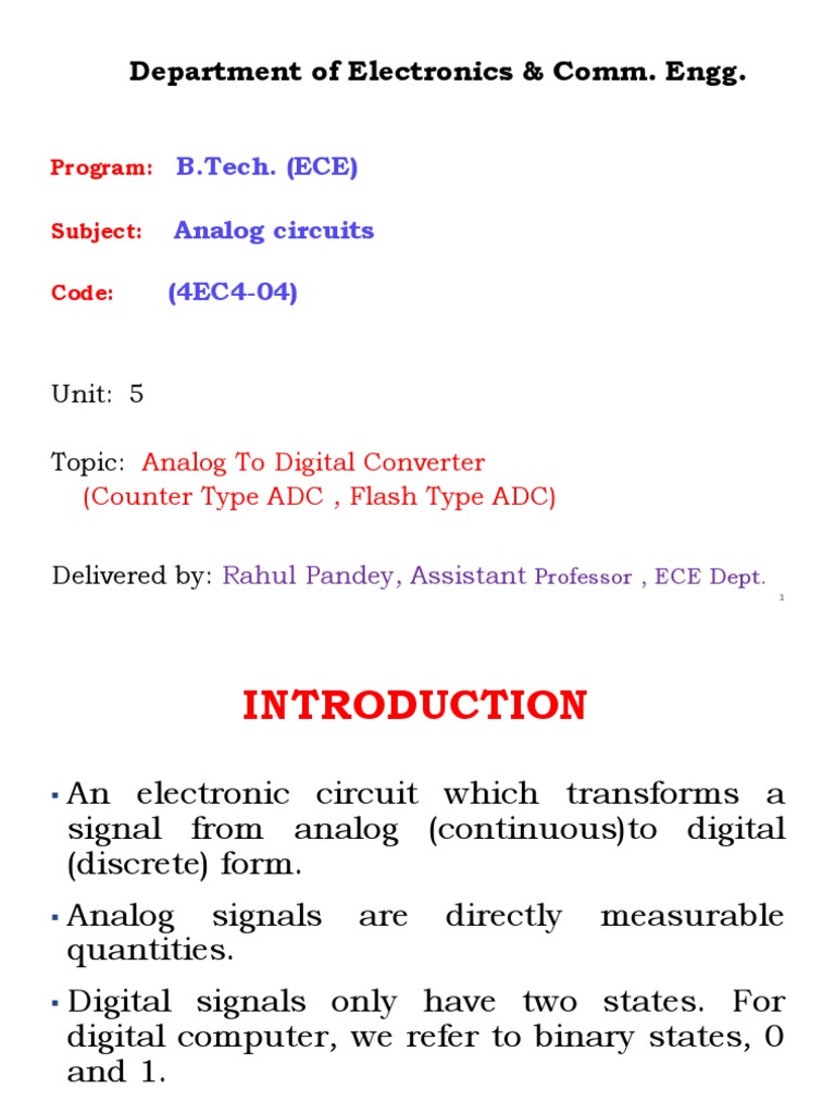 ADC Unit 5 | PDF | Analog To Digital Converter | Computer Science