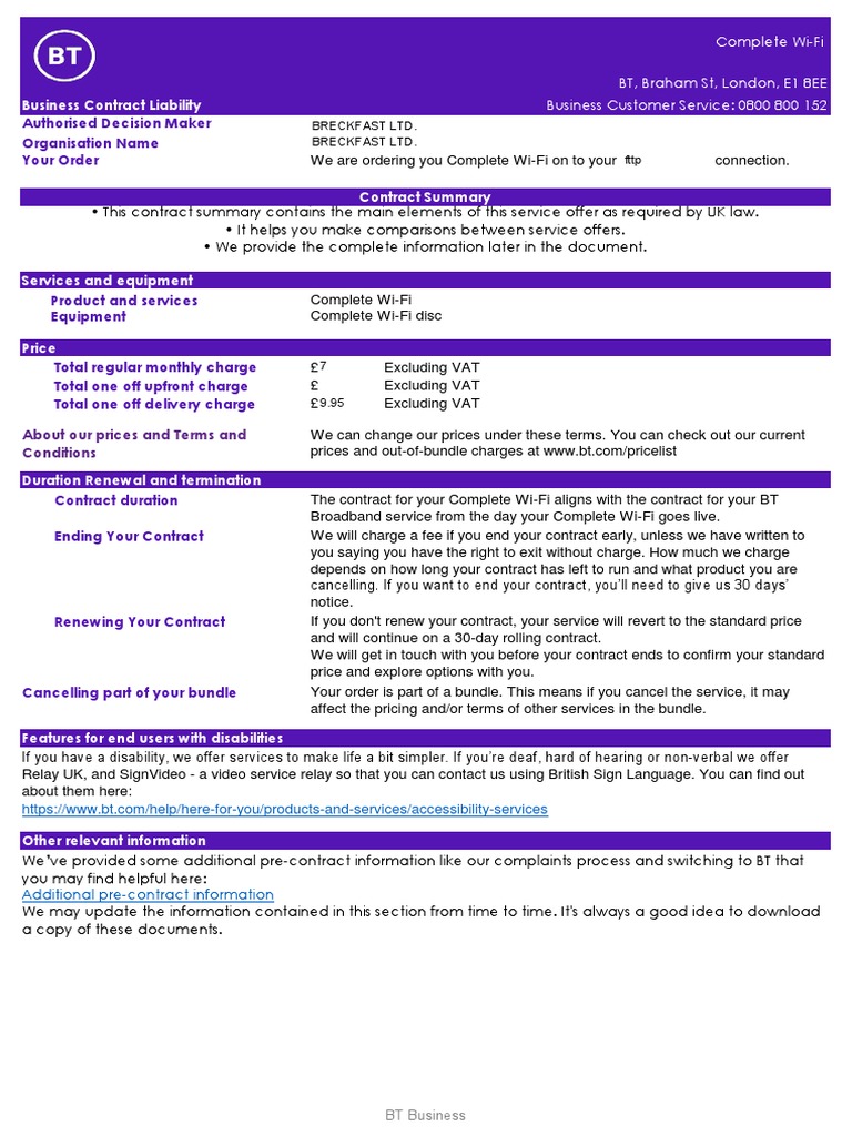 Complete Wi-Fi Contract | PDF | Consumer Price Index | Fee