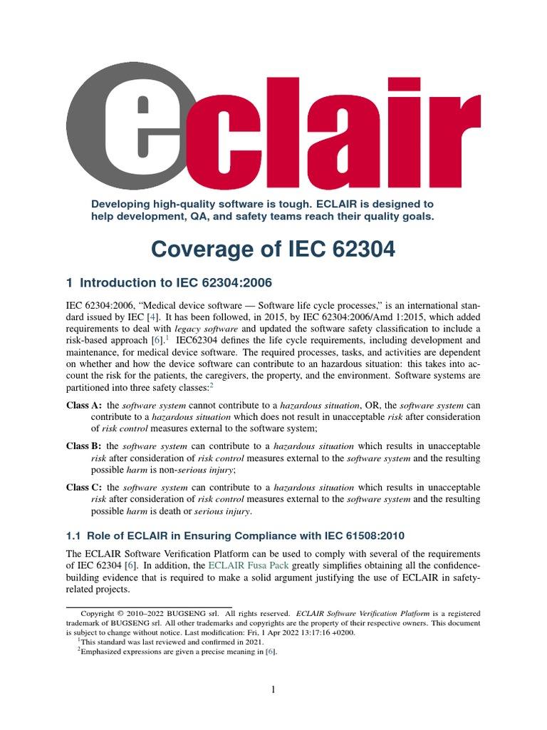 Eclair Iec62304 | PDF | Medical Device | Verification And Validation