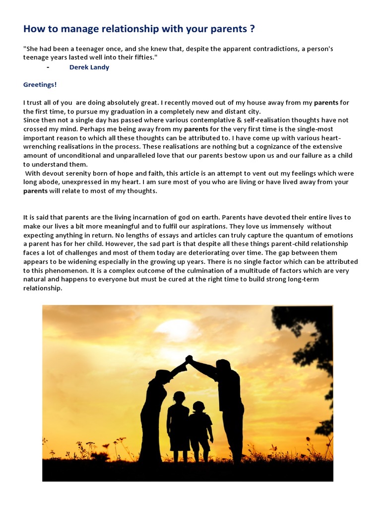 How To Manage Relationship With Parents? | PDF | Parent | Feeling
