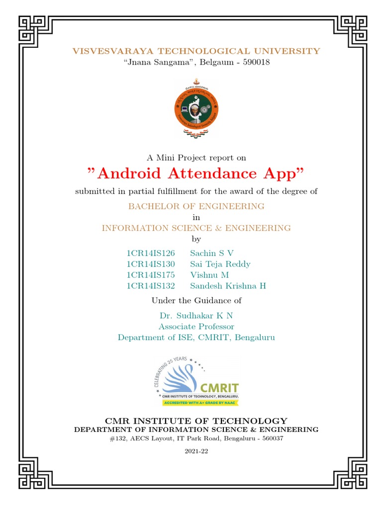 LaTeX CMRIT MiniProject Report | PDF | Android (Operating System) | Mobile App