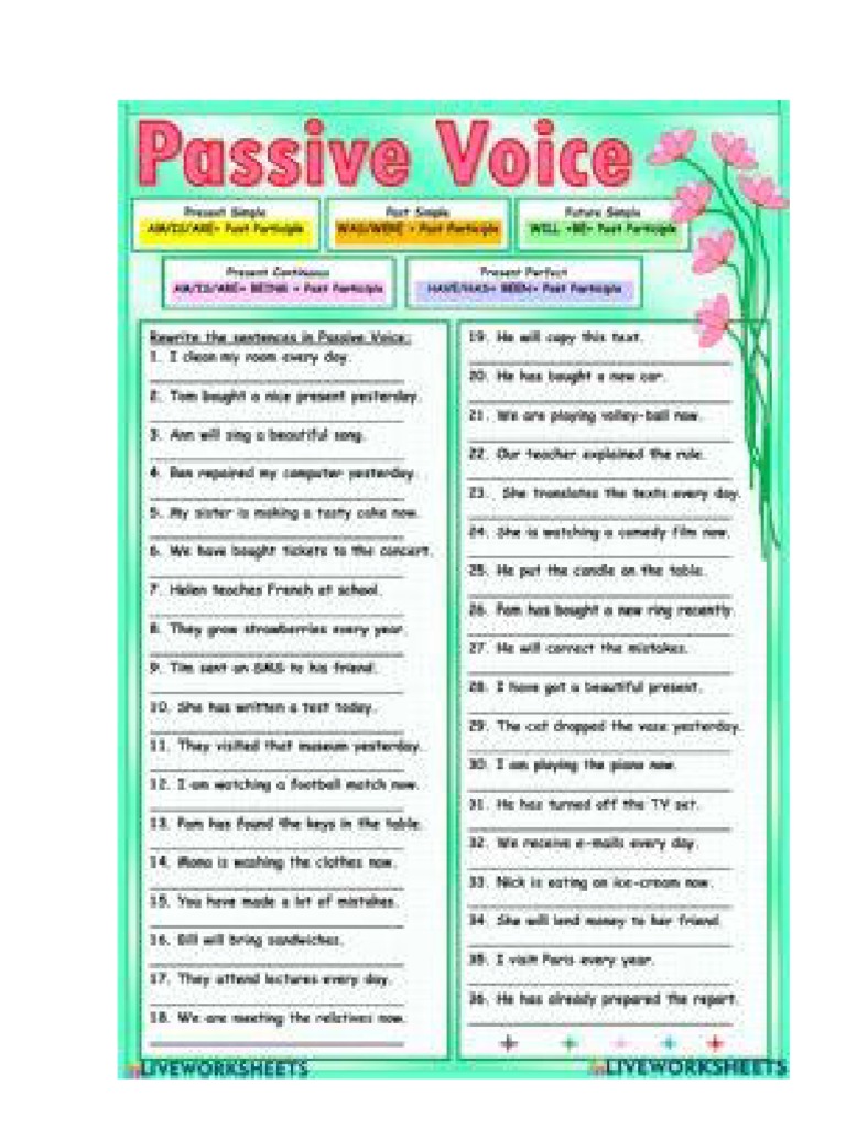 Passiv Voice Best Worksheet | PDF