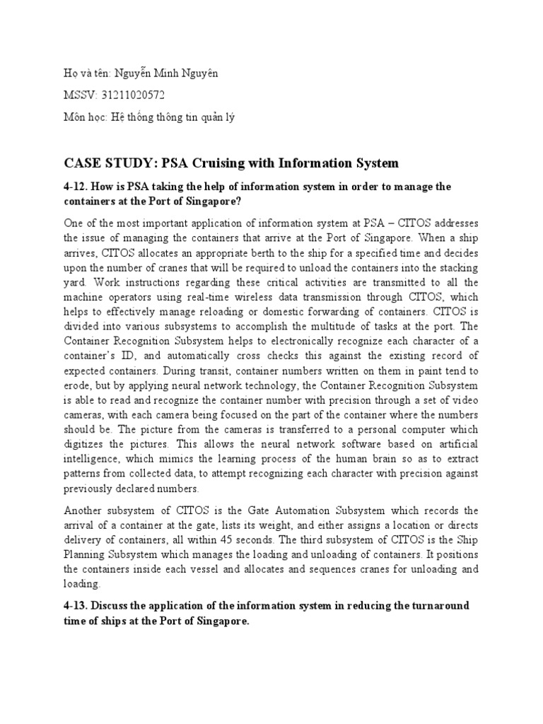 CASE STUDY PSA Cruising With Information System | Download Free PDF | Barcode | Image Scanner