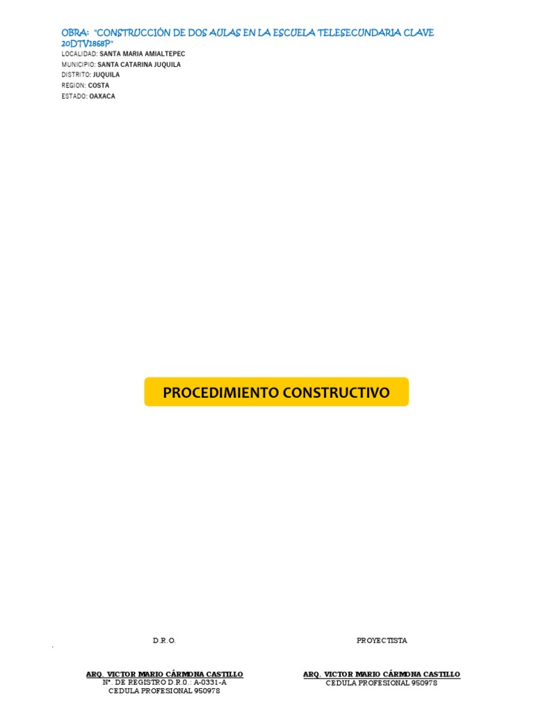 Procedimiento Constructivo | PDF | Hormigón | Fundación (Ingeniería)