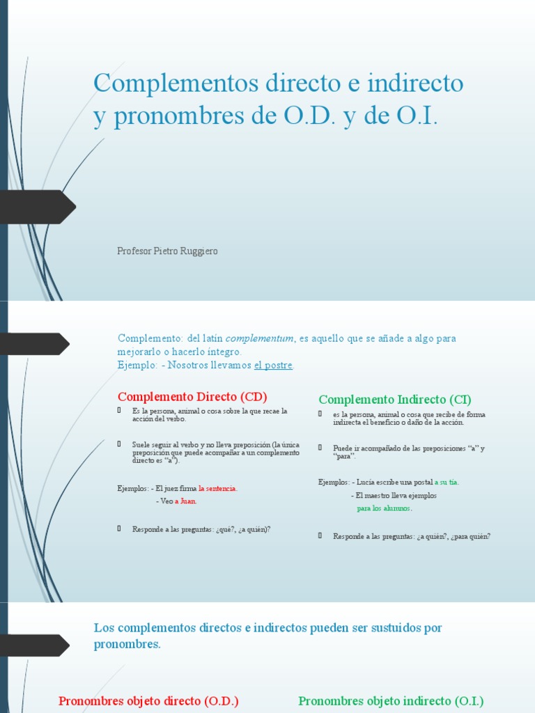 Objeto Directo e Indirecto | PDF | Objeto (gramática) | Gramática