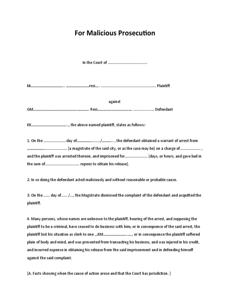 For Malicious Prosecution | PDF