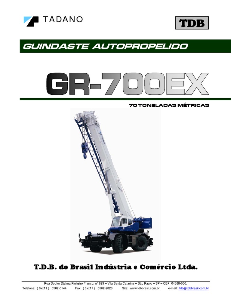 Gr-700ex - Ficha Tecnico Do Tadano | PDF | Guindaste (máquina) | Tração ...