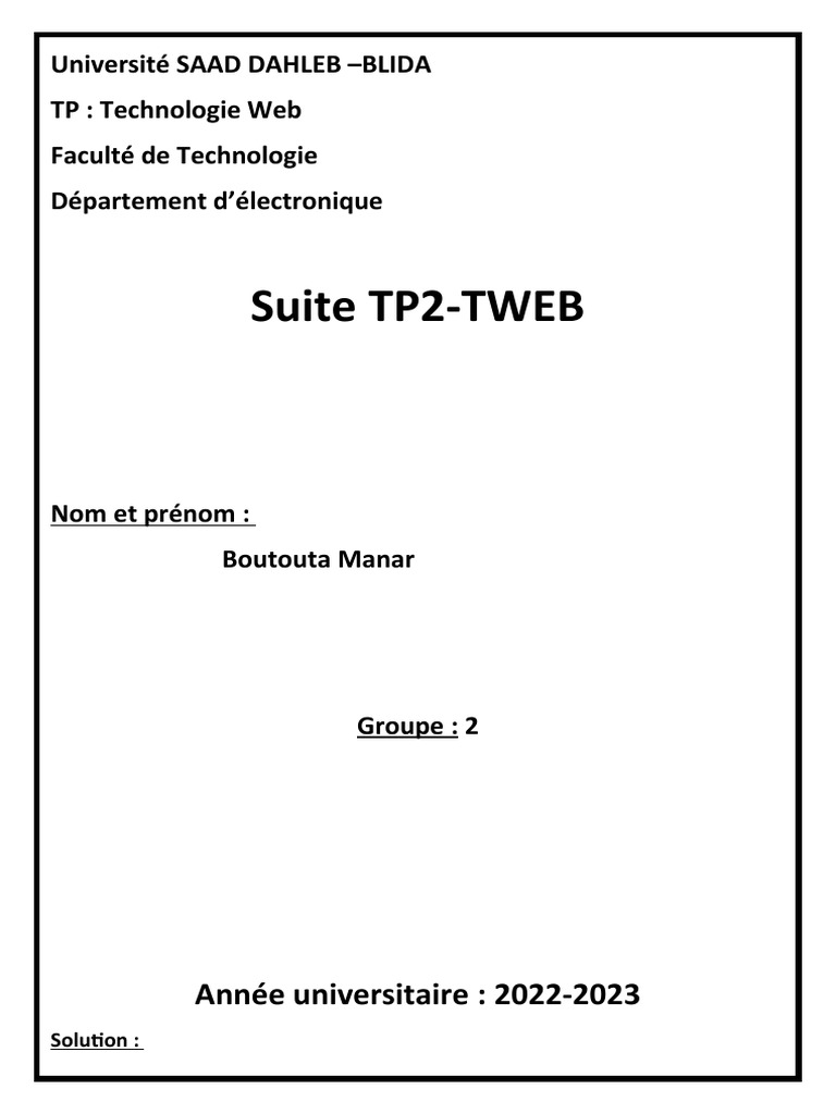 Formulaire Web Étudiant TP2 | PDF