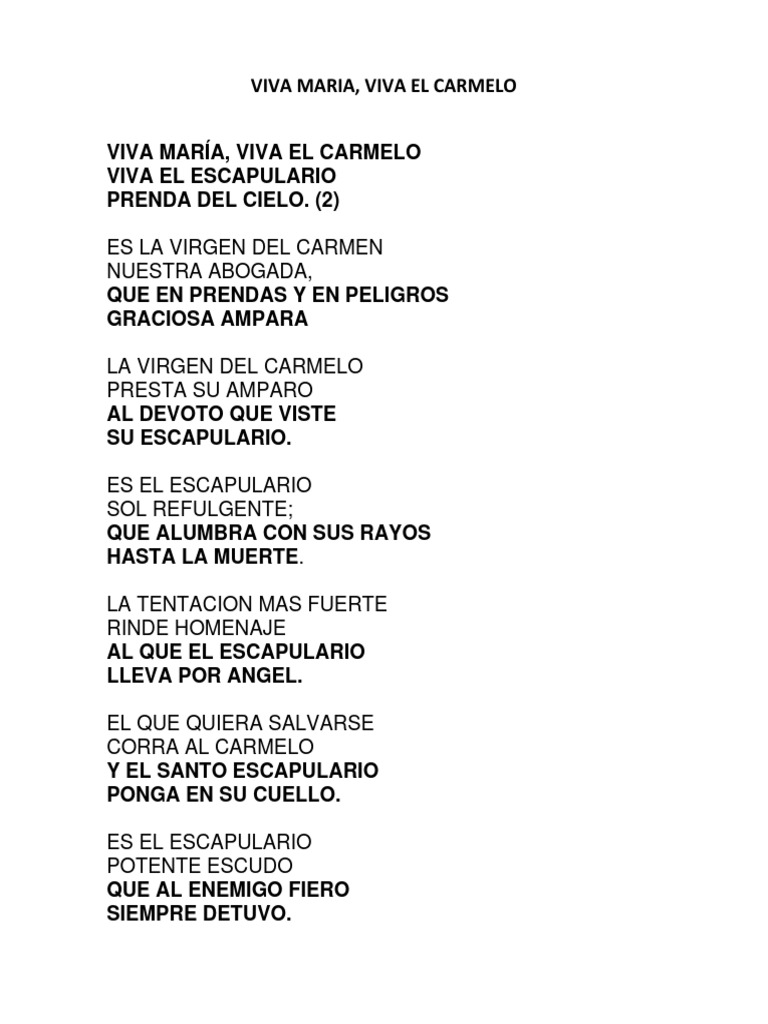 Himno Carmelitano Viva Maria | PDF