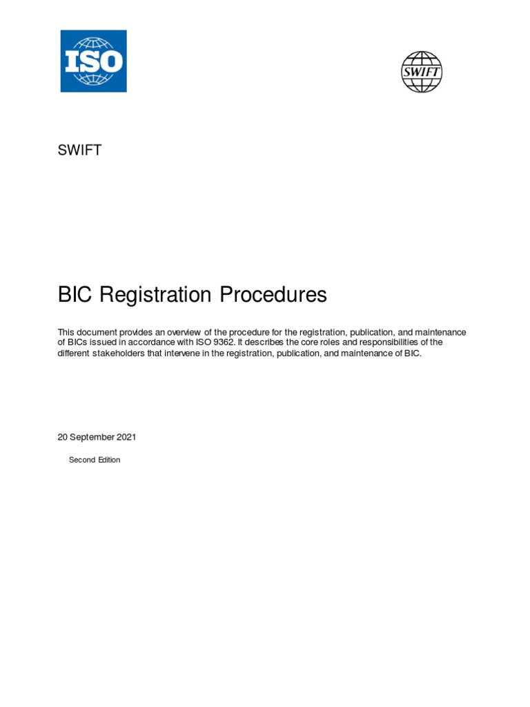 Swift Bic Registration Procedures 2021 | Download Free PDF ...