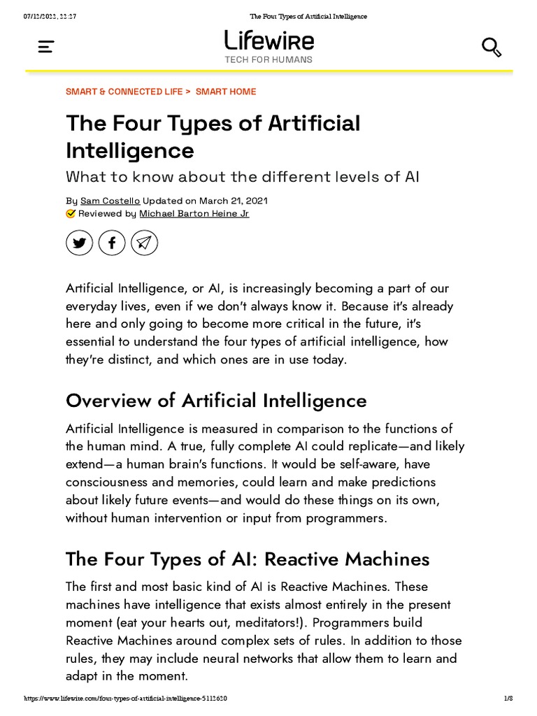 The Four Types of Artificial Intelligence 09237 | PDF | Intelligence ...