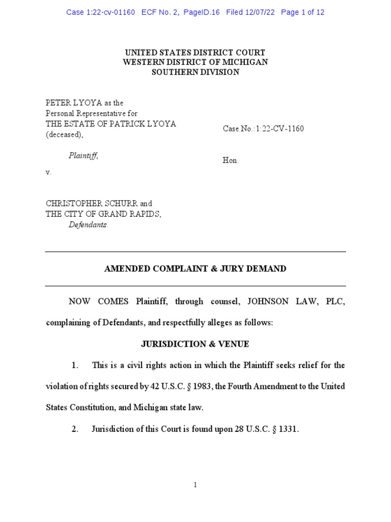 Amended Complaint | PDF | Damages | Police Brutality