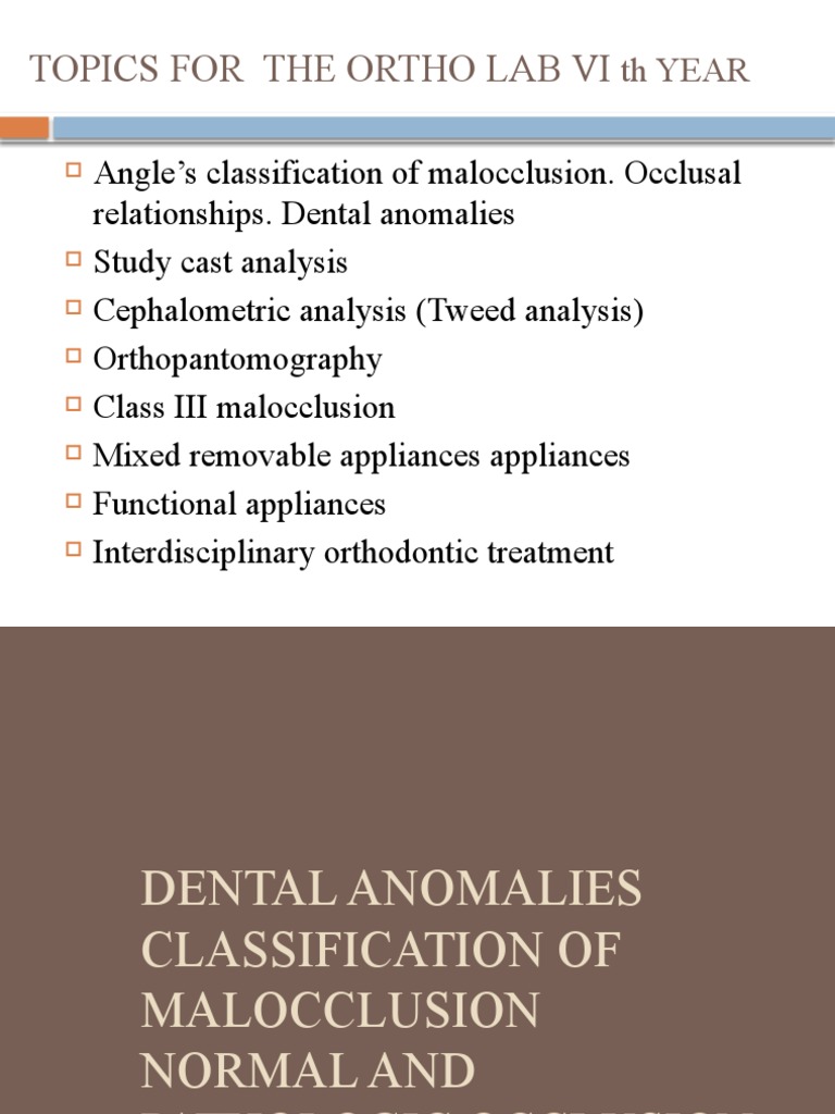 Classification of Malocclusions | PDF | Dental Anatomy | Tooth
