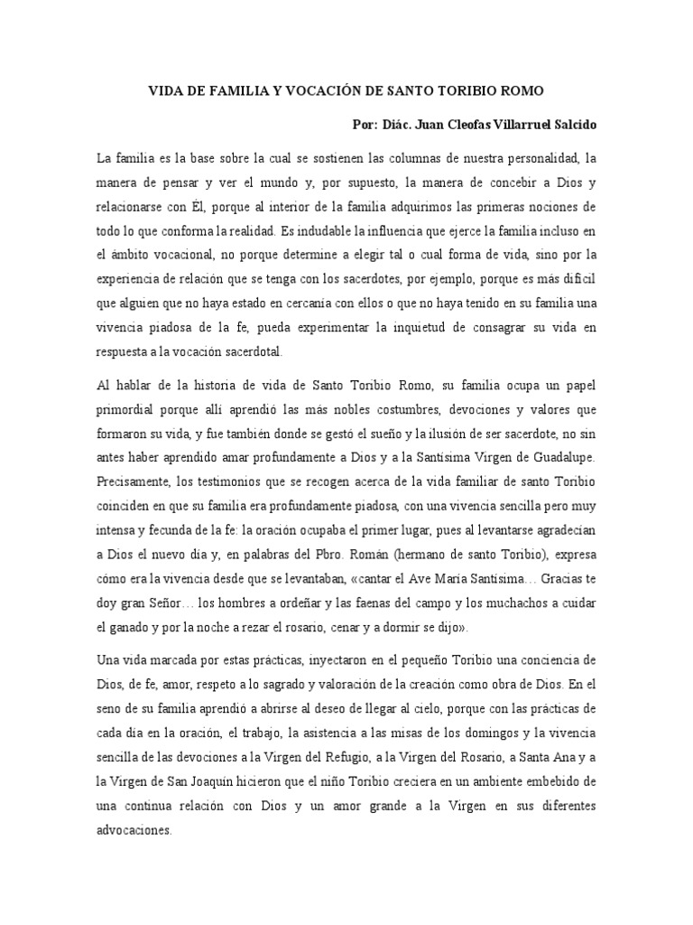 Vida de Familia y Vocación de Santo Toribio | PDF | María, madre de ...