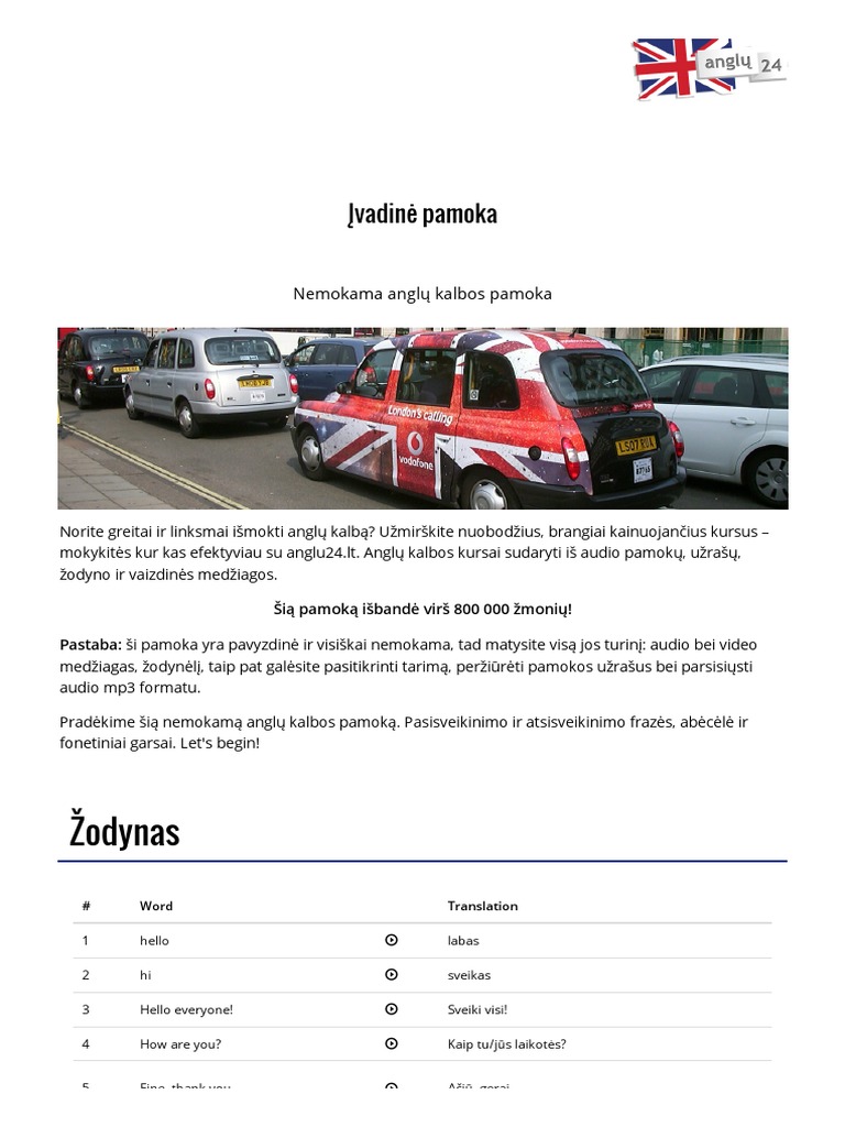 Anglu24 Intro Pamokos Uzrasai | PDF
