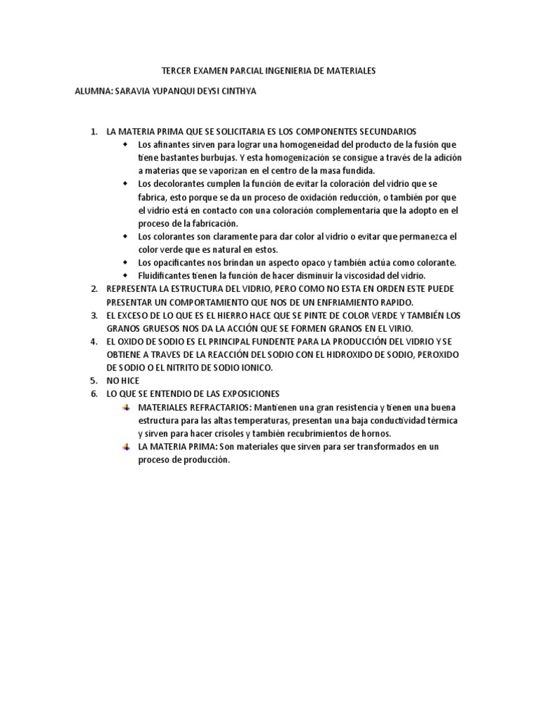 Tercer Examen Parcial Ingenieria de Materiales | PDF