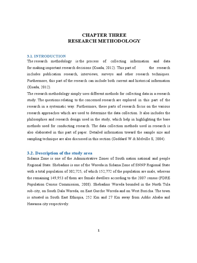 Chapter Three Research Methodology: 3.2. Description of The Study Area ...