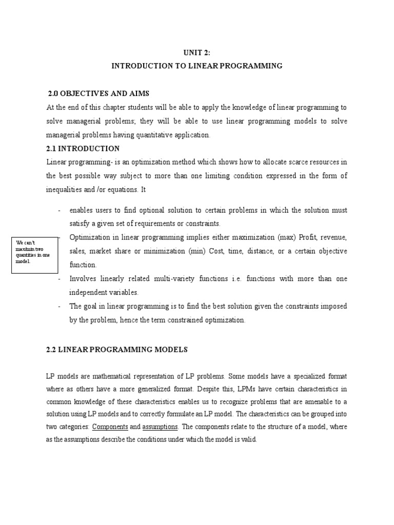 Or Ch 2 Download Free Pdf Linear Programming Mathematical Optimization