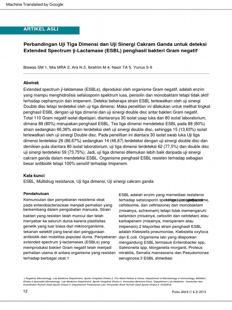 Esbl 3 Dimension Test | PDF