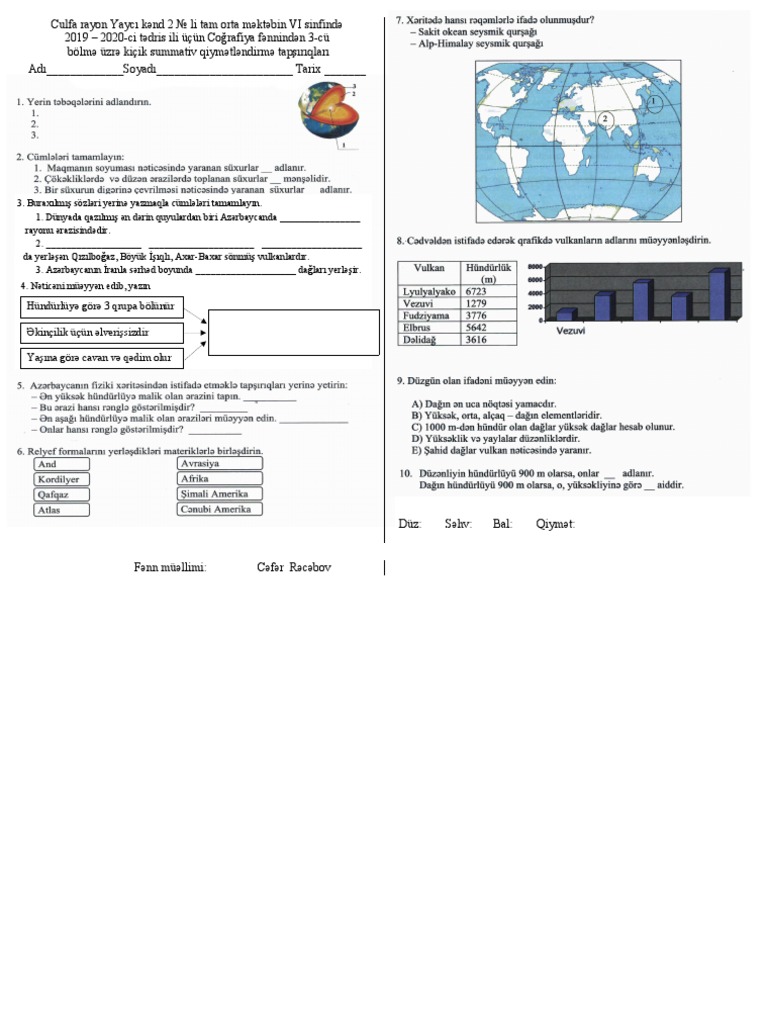 6-Cı Sinif Coğrafiya KSQ-3 | PDF