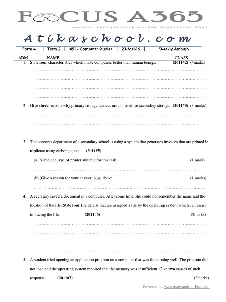 F4t2wt1 Intro To Computers2 Q Pdf Information Age Computing