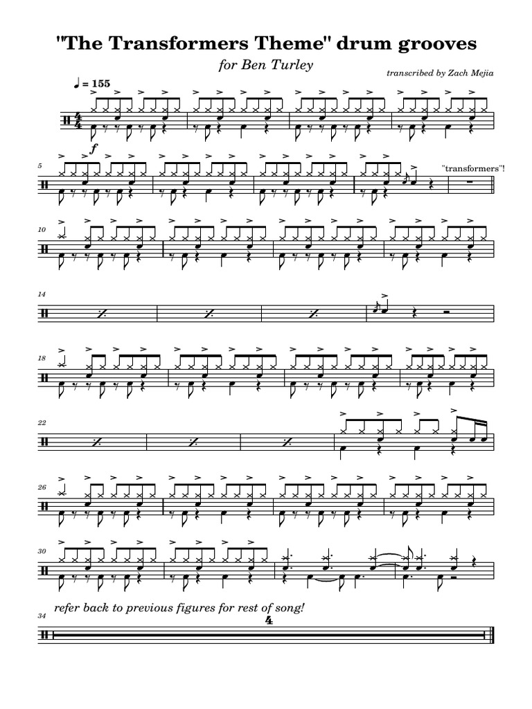 the Transformers Theme Drum Grooves | PDF