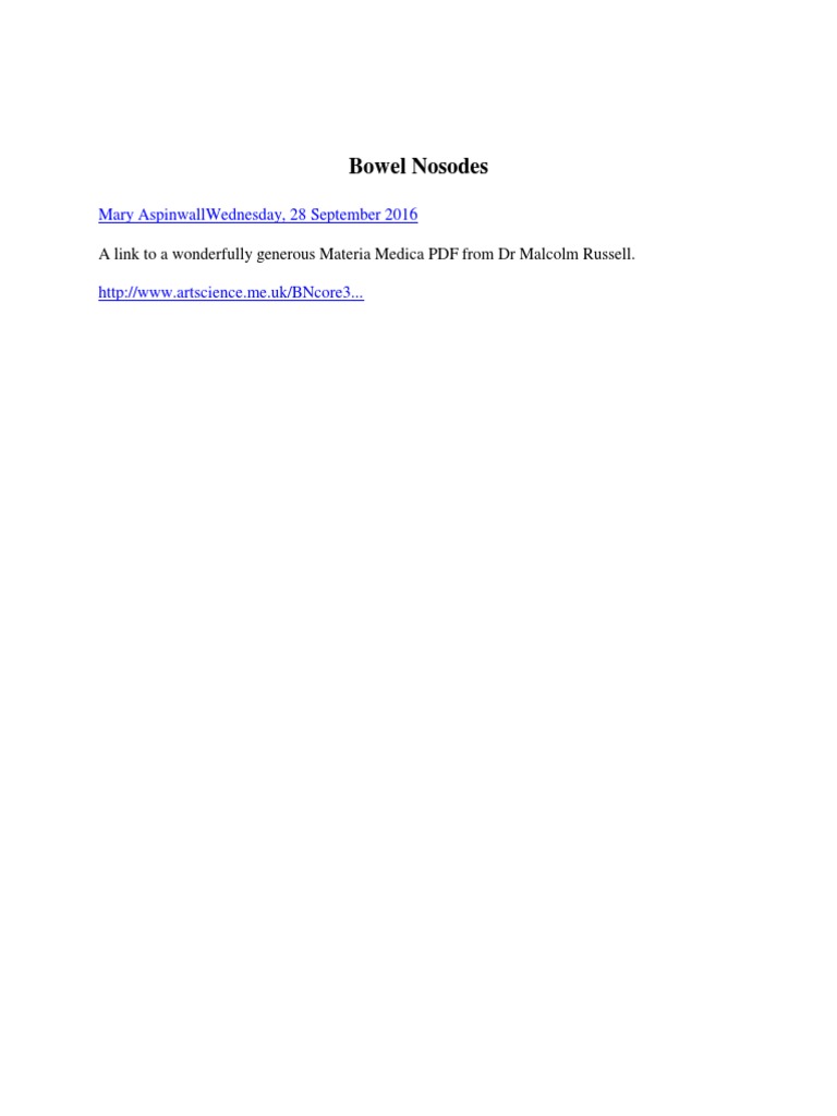 Bowel Nosodes | PDF