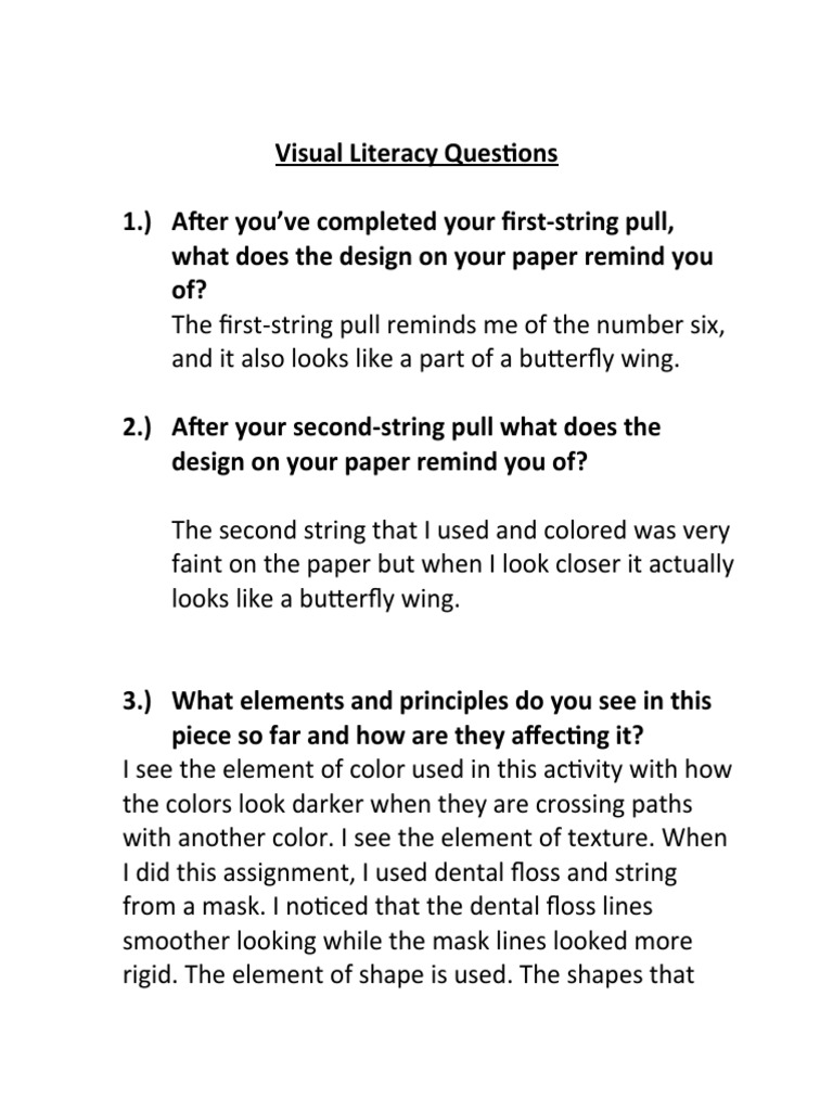 Visual Literacy String Art Questions Portfolio | PDF