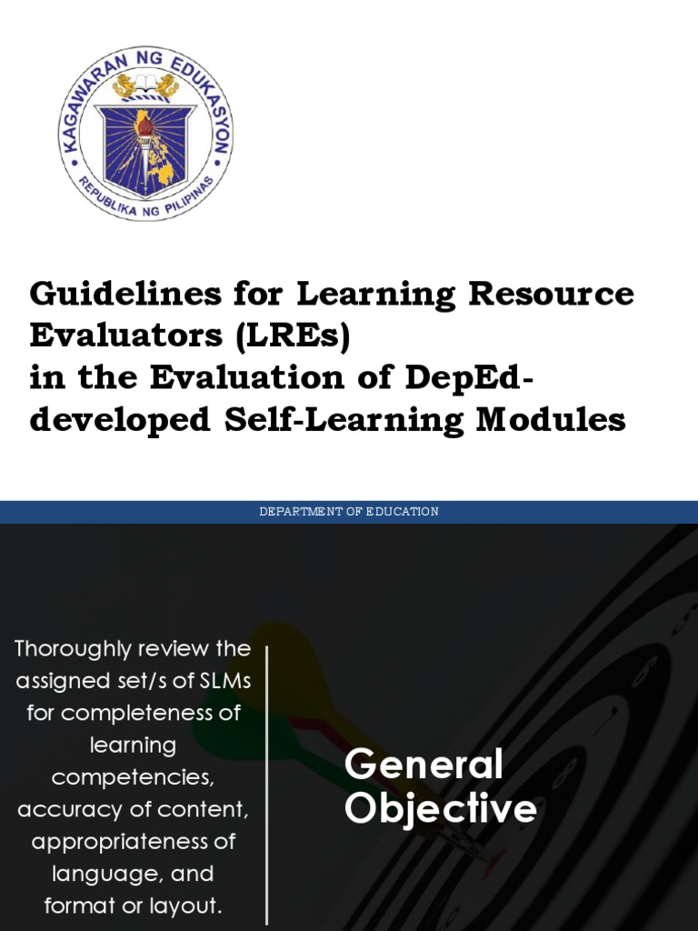 Guidelines For LREs in The Evaluation of DepEd-developed SLMs | PDF | Evaluation | Page Layout