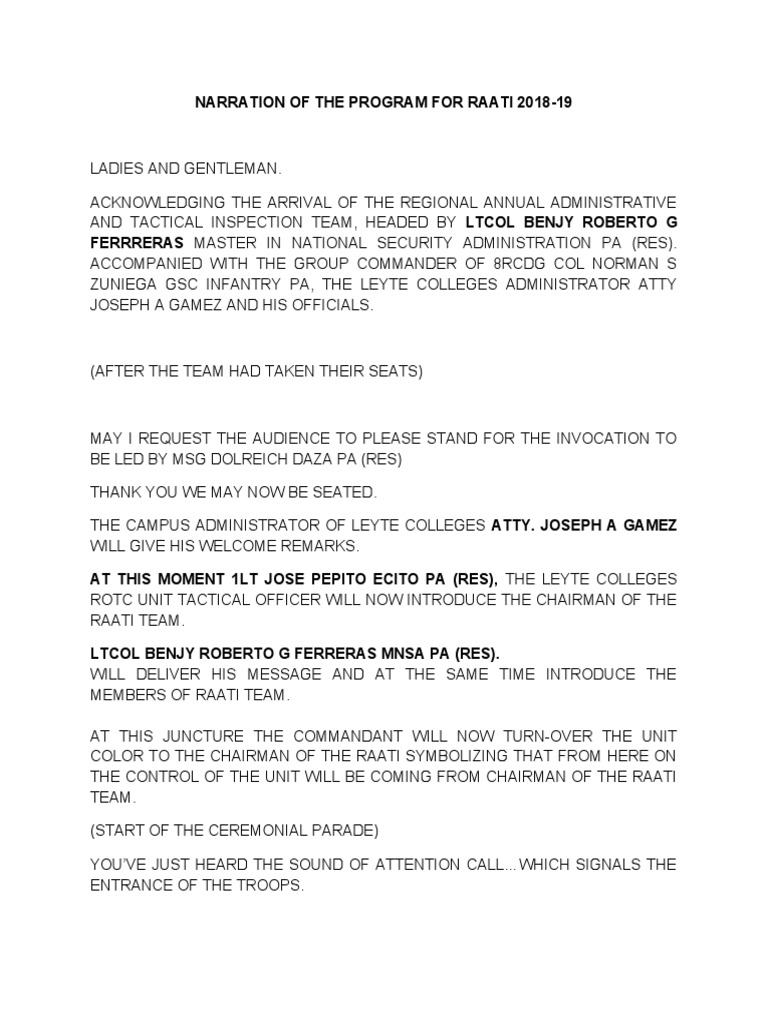 5 - Manuscript For Emcee (Raati) | PDF | Military Science | Military