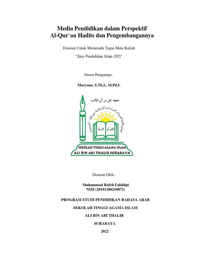(MAKALAH) Media Pendidikan Dalam Perspektif Al-Qur'an Hadits Dan Pengembangannya | PDF