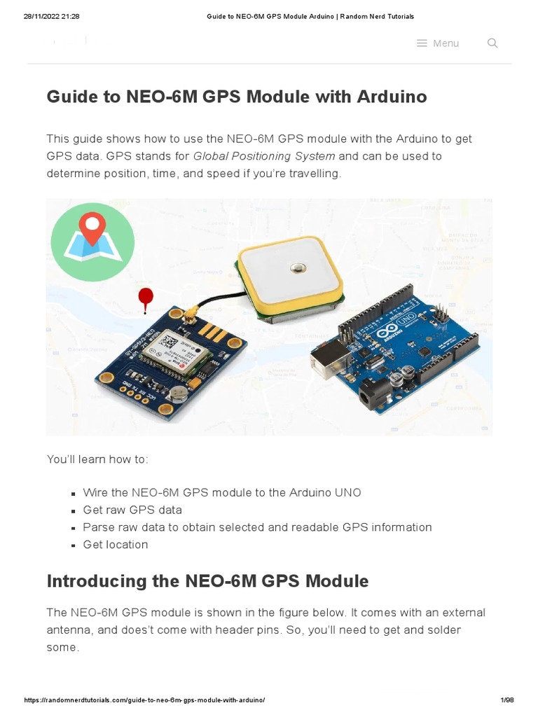 Guide To Neo 6m Gps Module Arduino Random Nerd Tutorials Pdf Arduino Global Positioning 4577
