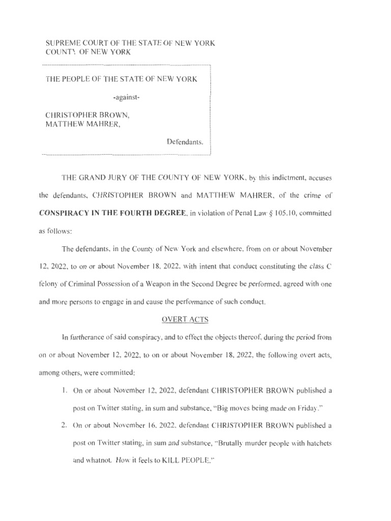 Christopher Brown and Matthew Mahrer Indictment | Download Free PDF ...