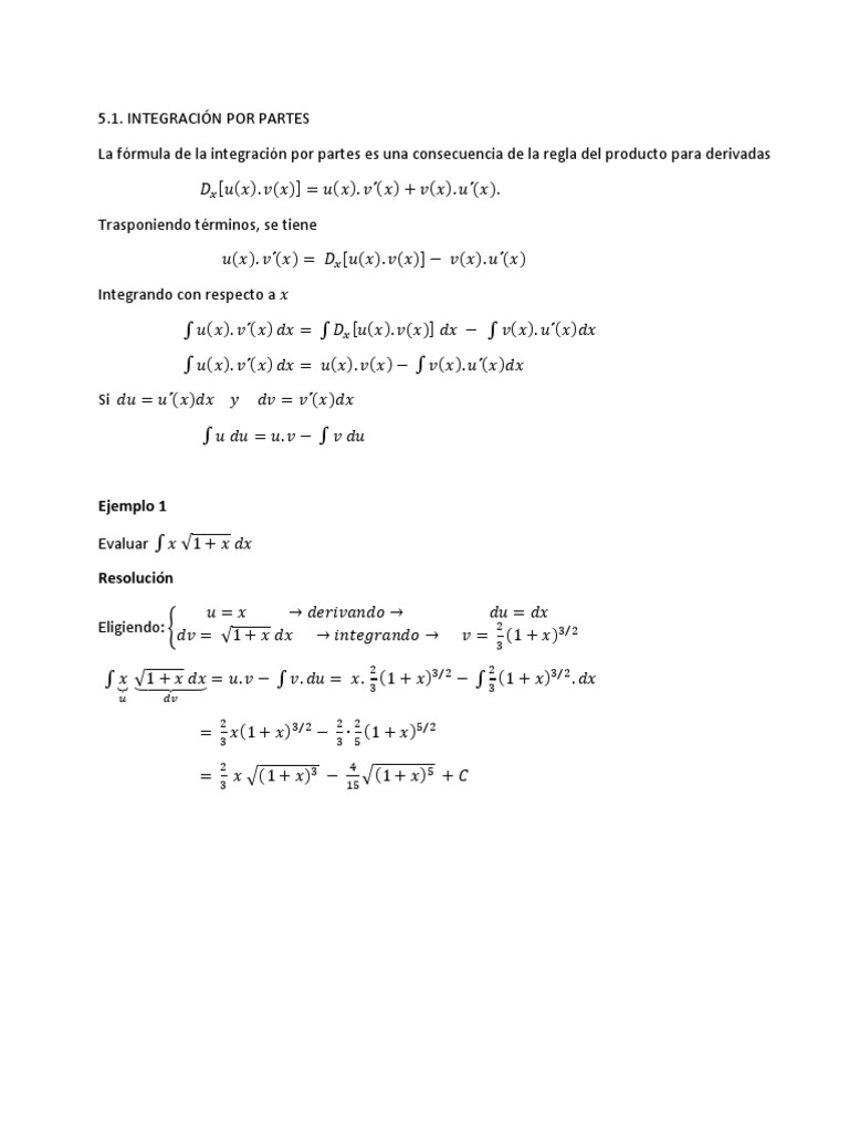 Integración por Partes: Ejemplos y Métodos | PDF | Integral | Análisis