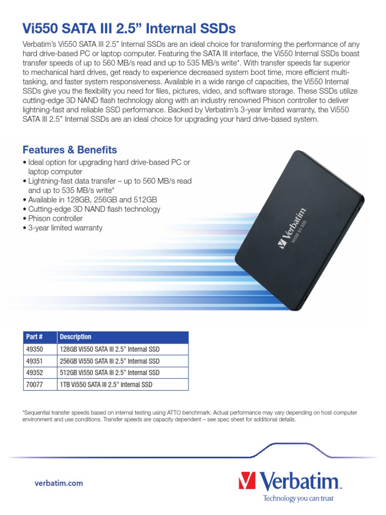 Technical Specifications SSD | PDF | Solid State Drive | Computer Data