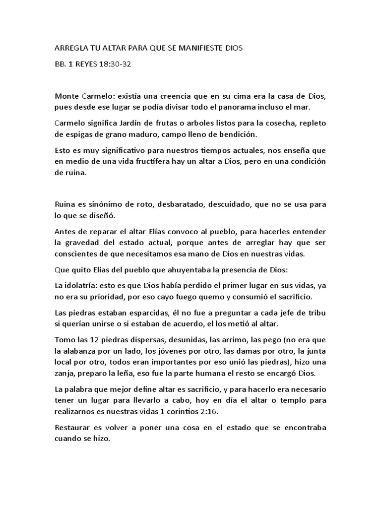 Arregla Tu Altar para Que Se Manifieste Dios | PDF | Altar | Dios