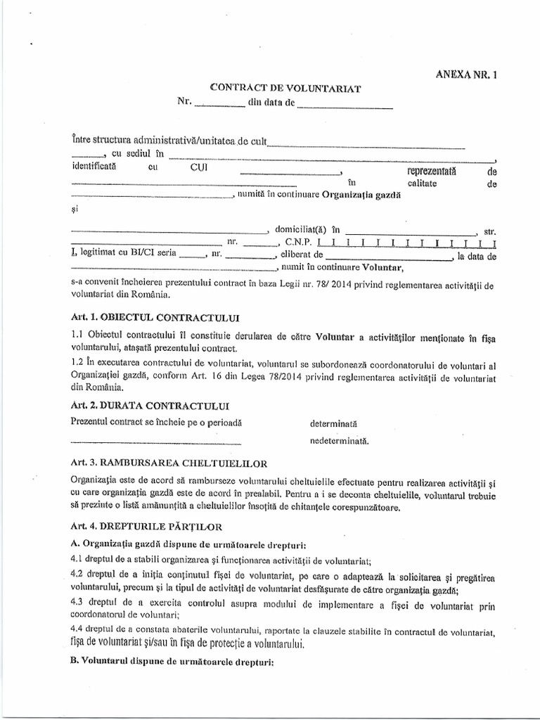 Contract de Voluntariat | PDF