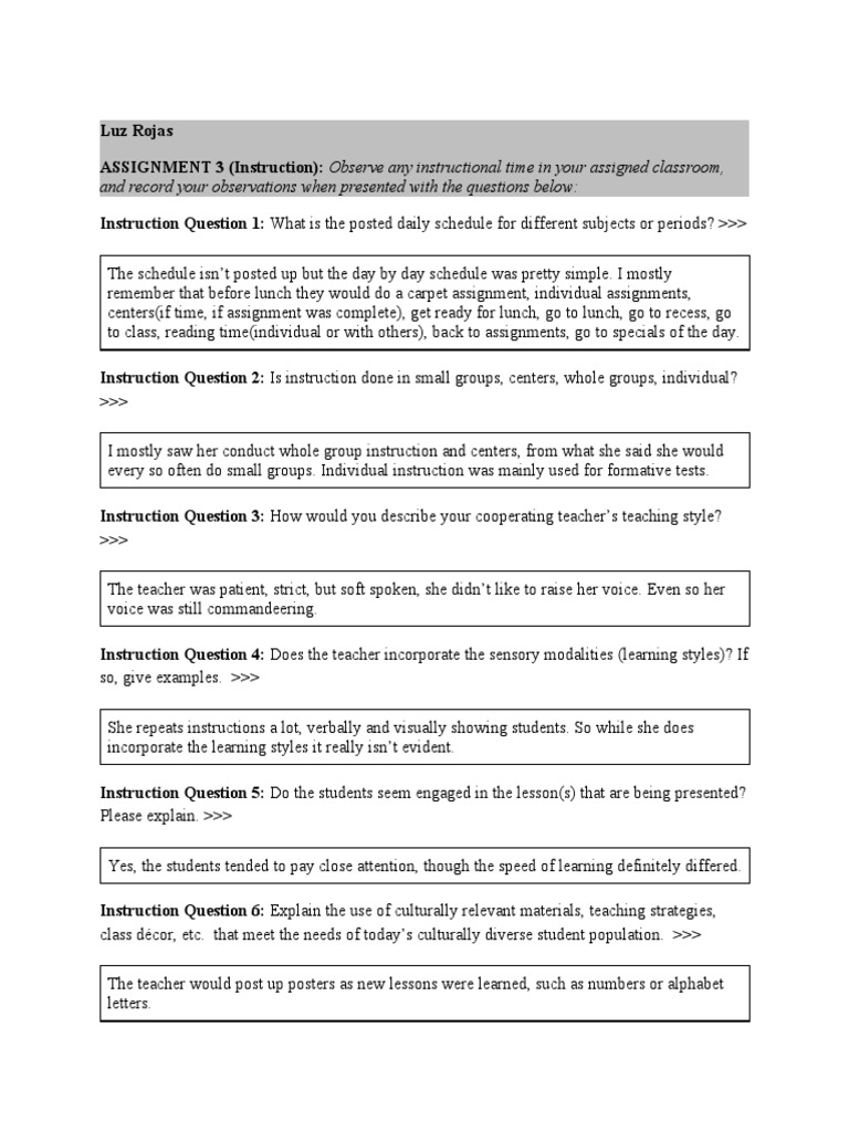 Assignment 3 Instruction | PDF | Learning Styles | Teachers