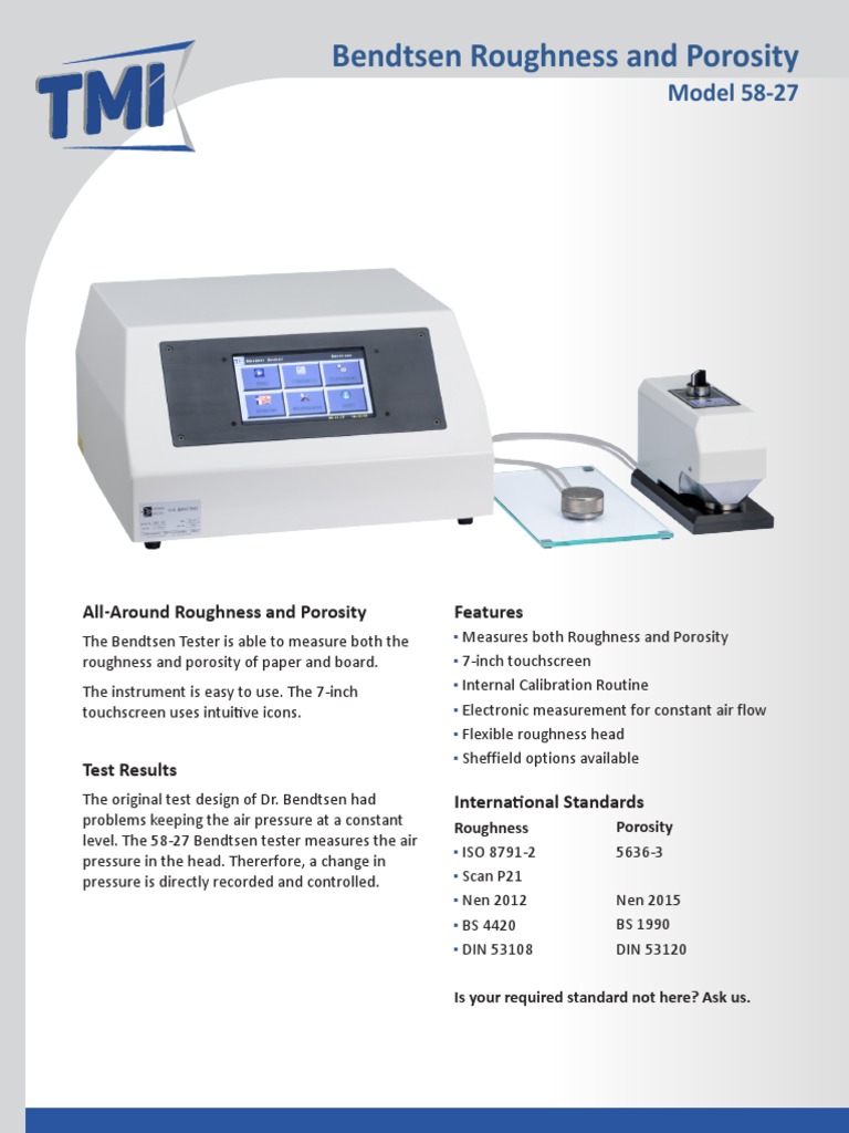 58 27 Bendtsen Roughness Tester | PDF | Calibration | Equipment