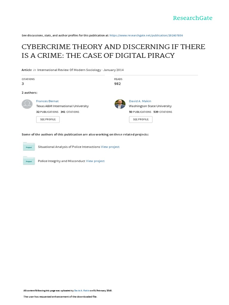 Cybercrime Theory and Discerning If There Is A Crime The Case of ...