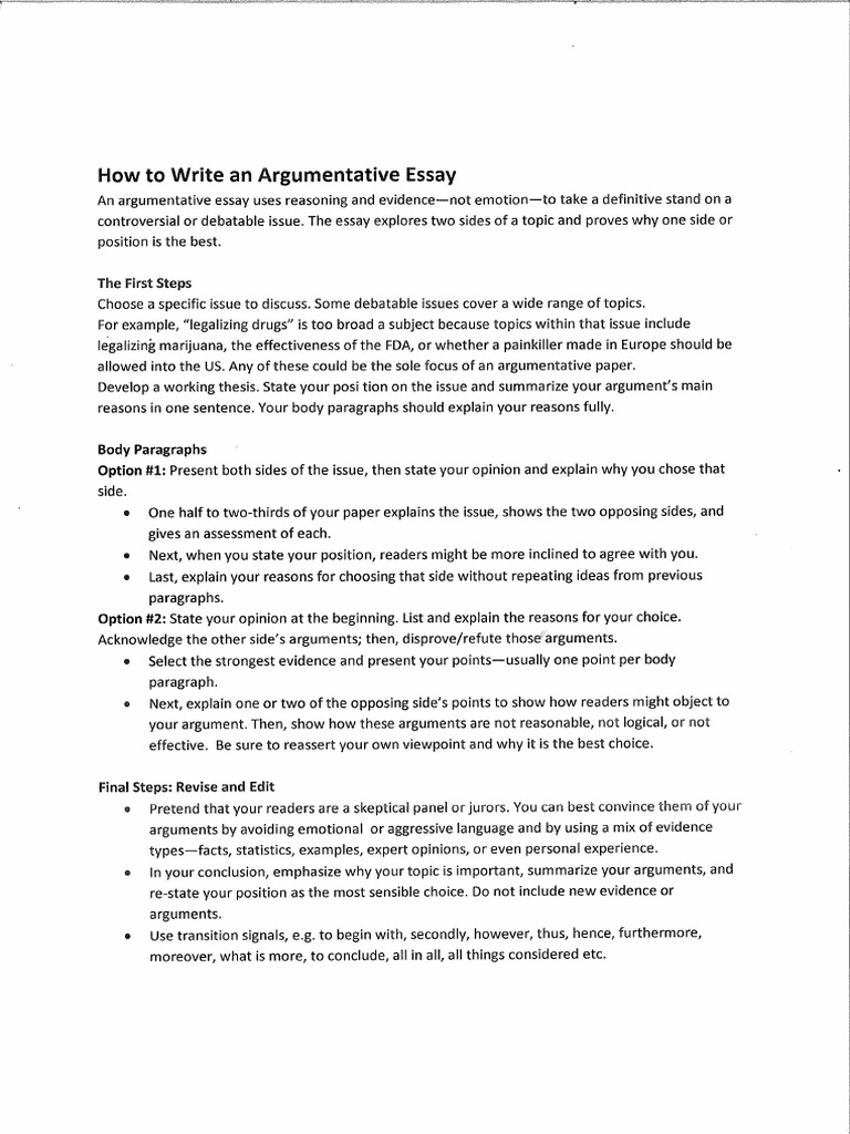 C1 How To Write An Argumentative Essay | PDF