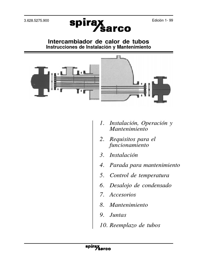 Intercambiador de Calor de Tubos-Instrucciones de Instalación y Mantenimiento | Descargar gratis ...