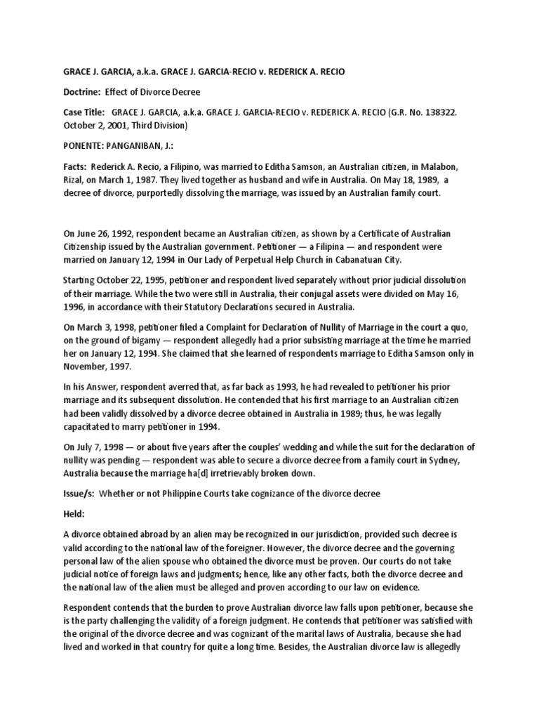 Grace J. Garcia, A.K.A. Grace J. Garcia-Recio v. Rederick A. Recio ...
