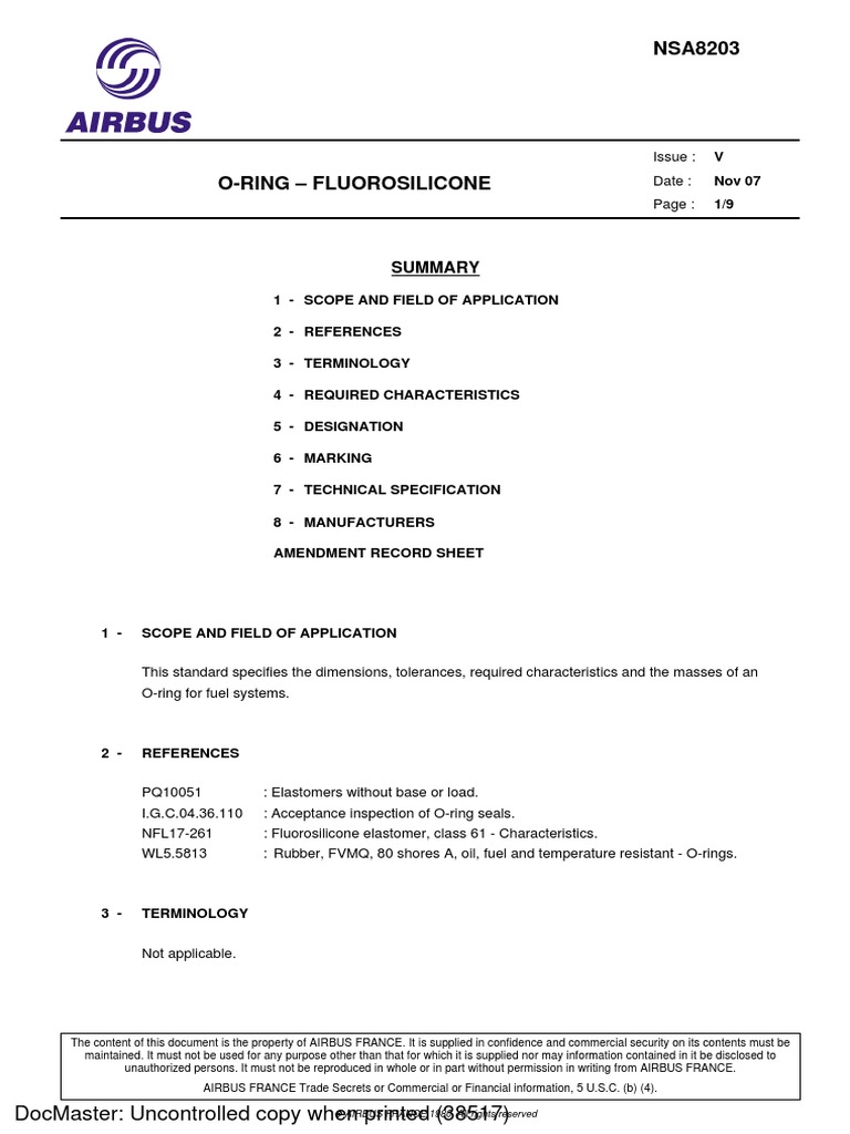 NSA 8203 Fluorosilicone | PDF | Engineering Tolerance | Specification ...