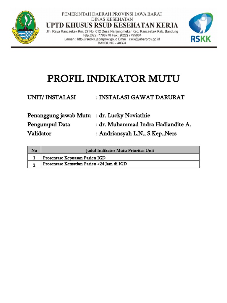 Profil Indikator Mutu IGD 2022 Fix | PDF