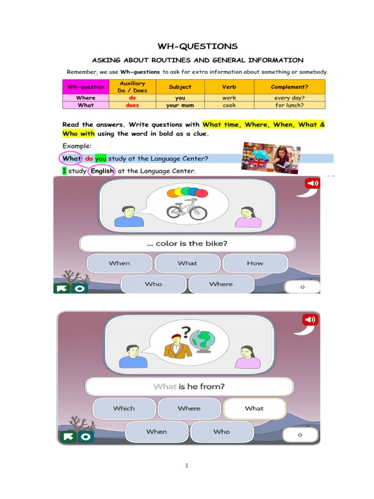 Simple Present Tense Wh Questions Pdf